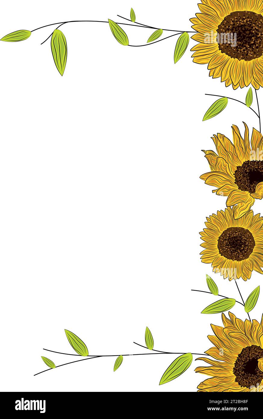 Colored sunflower frame Flower border Vector Stock Vector Image & Art ...