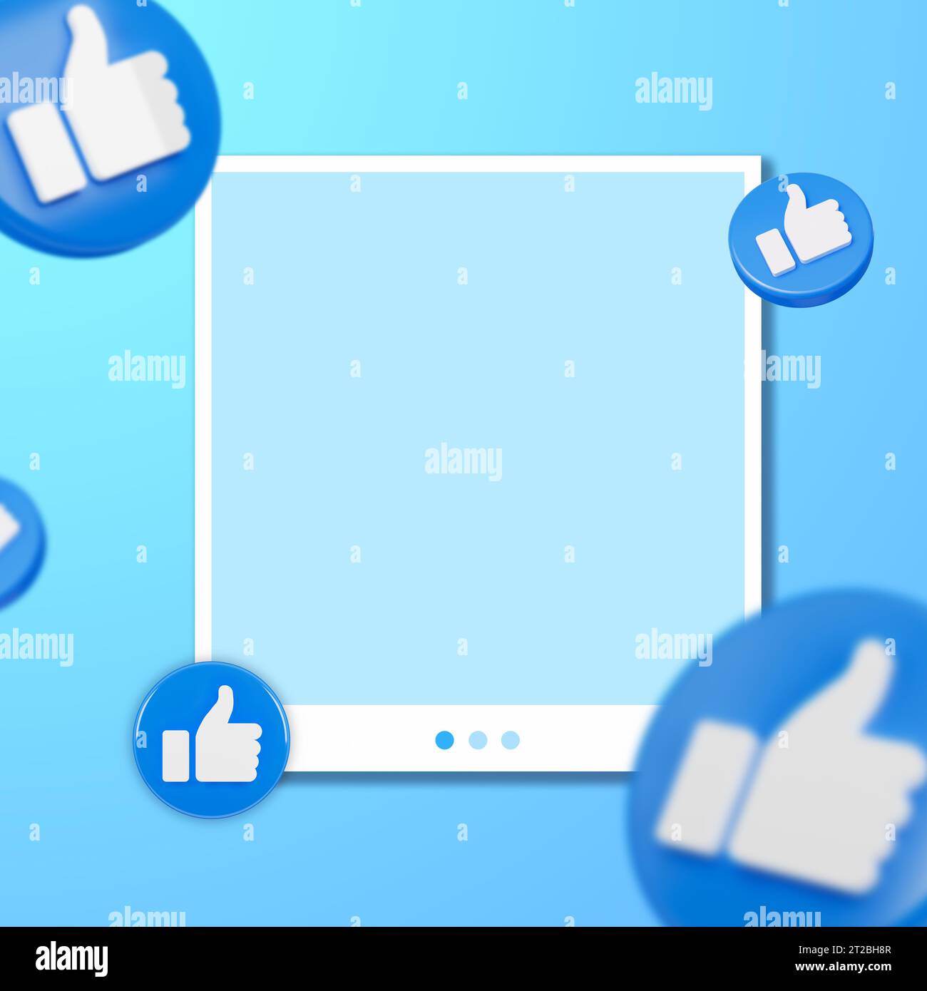 Square social media post frame with floating Like icons. Likes on post ...