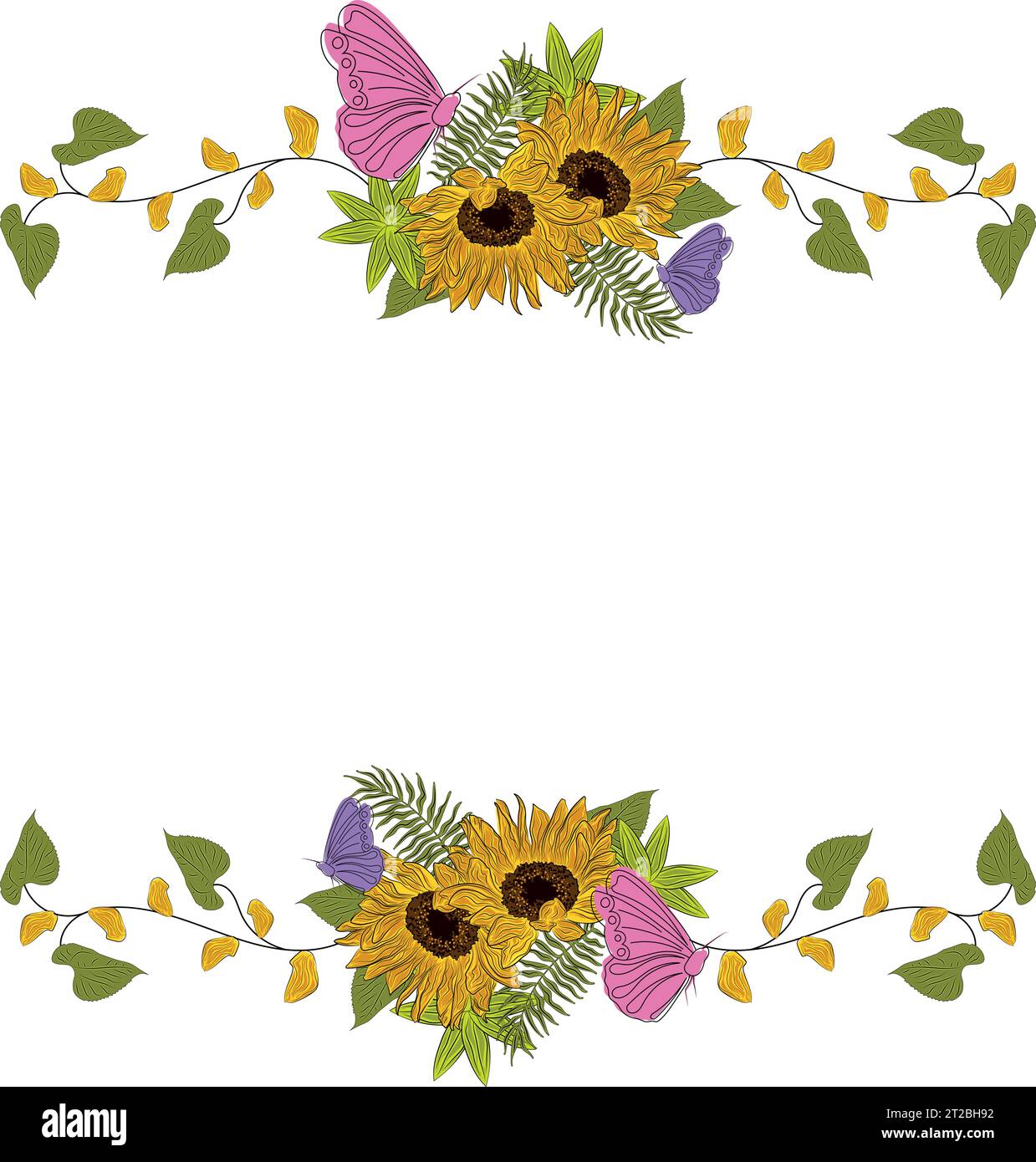 Colored sunflower frame Flower border Vector Stock Vector Image & Art ...