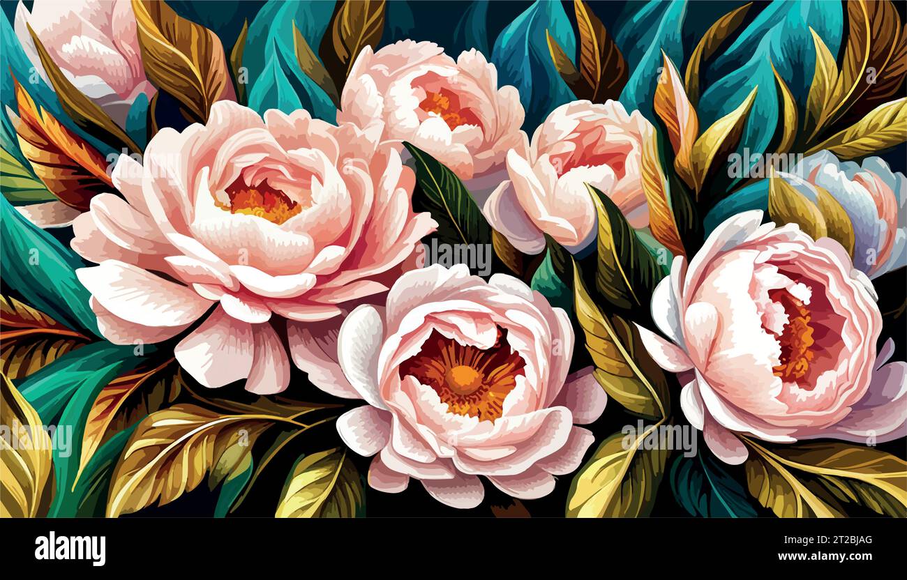 Digital painting rose flowers Stock Vector Images - Alamy
