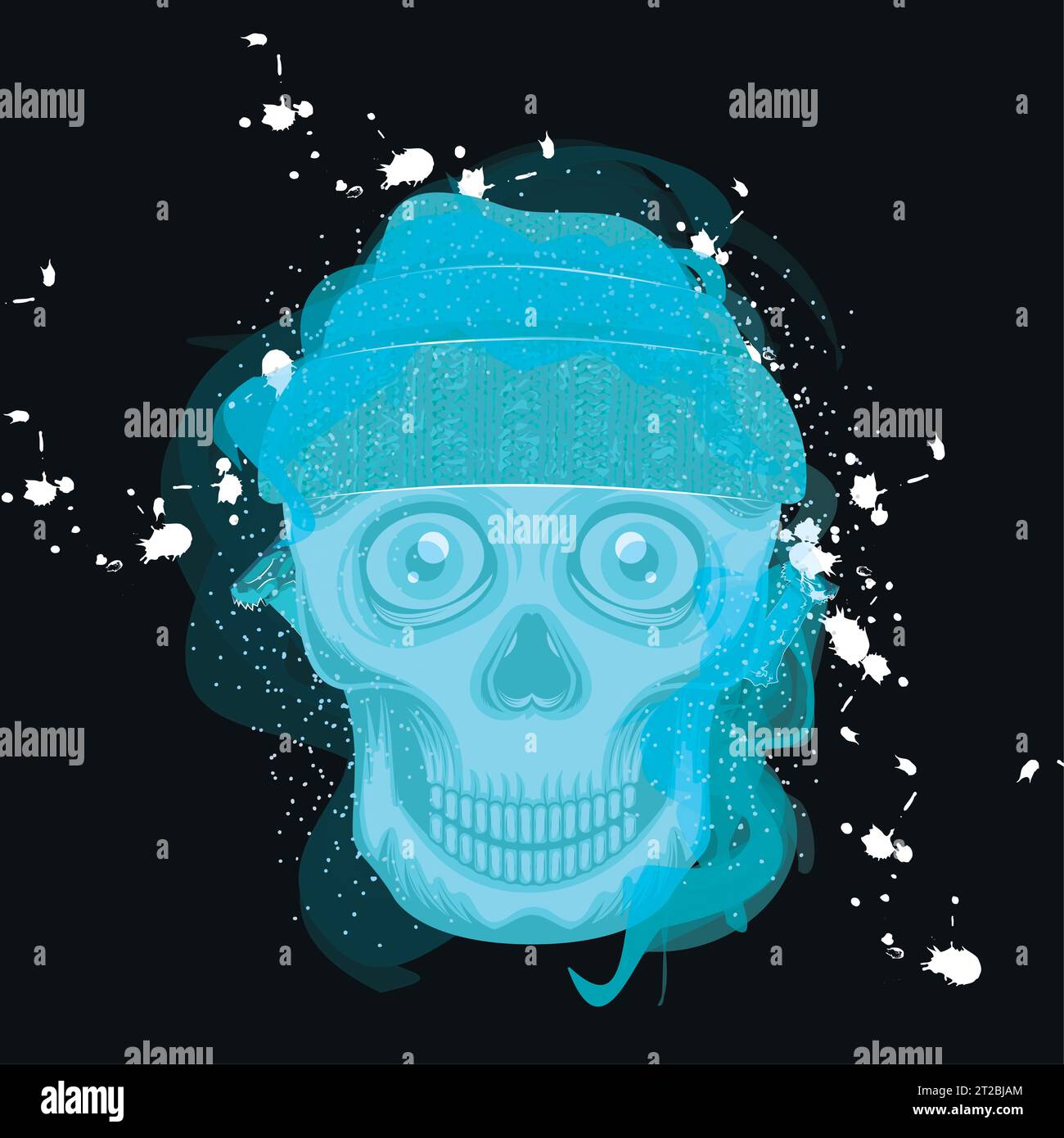 Isolated colored skull with winter hat graffiti style Vector Stock ...