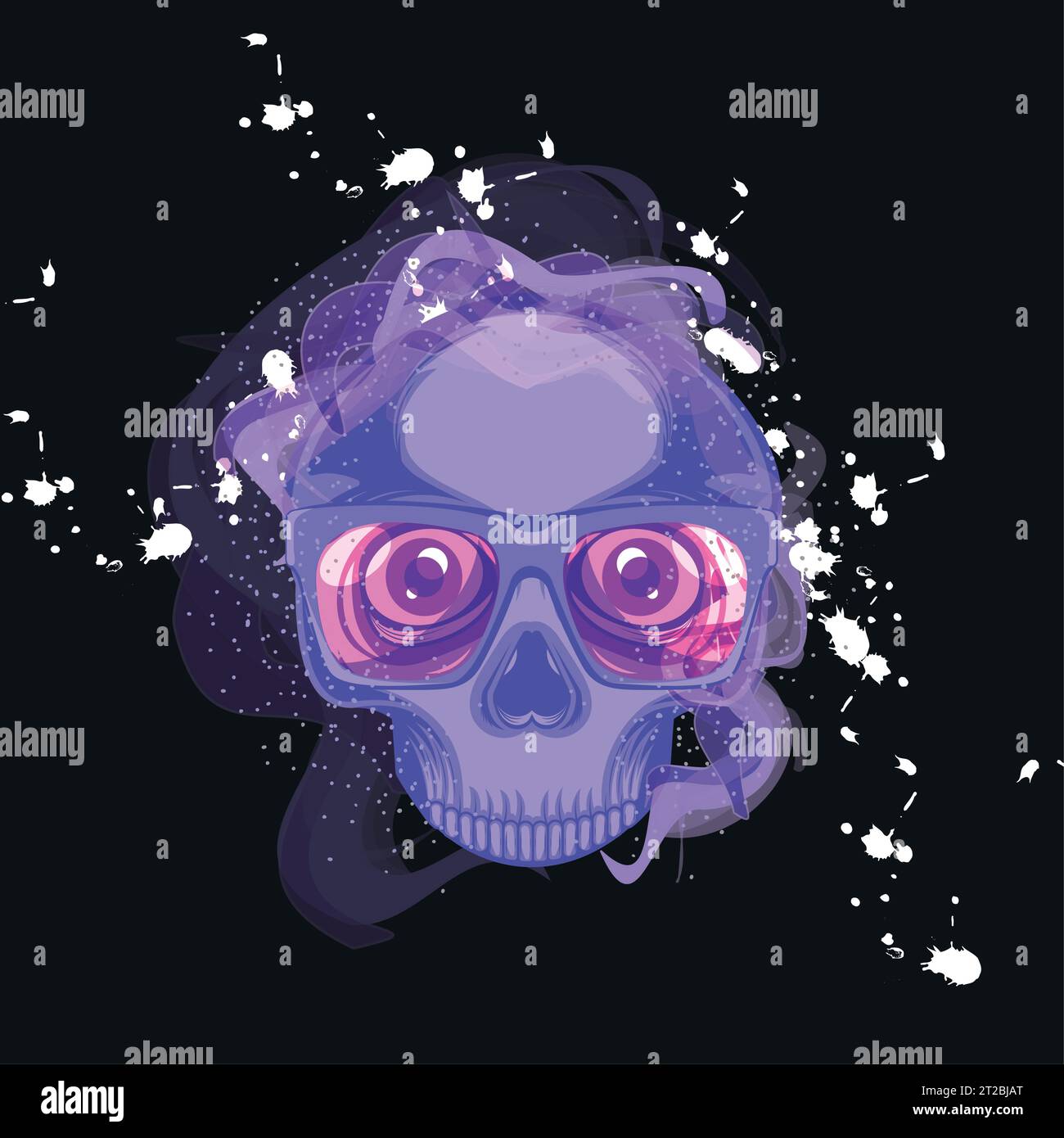 Isolated colored skull with groovy glasses graffiti style Vector Stock ...