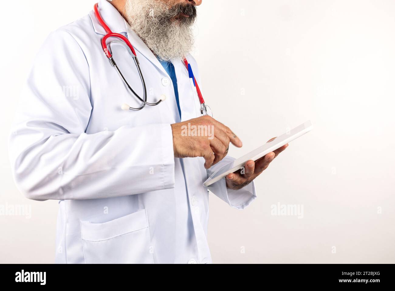 doctor holding tablet showing patient's heart rate, medical rescue ...