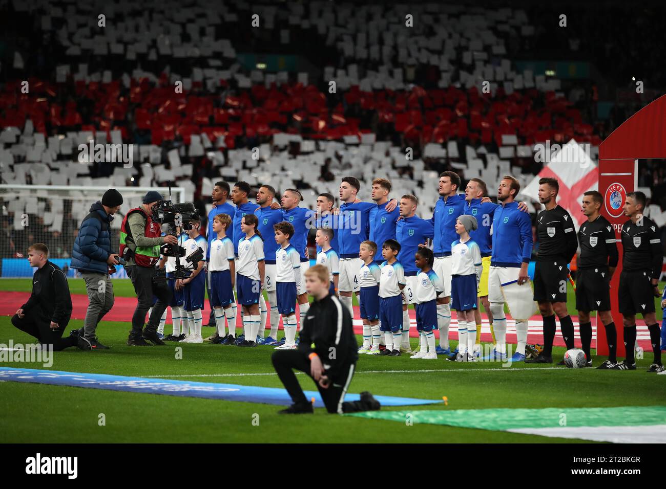 England players sing the National Anthem ahead of kick off - England v Italy, UEFA EURO 2024 ...