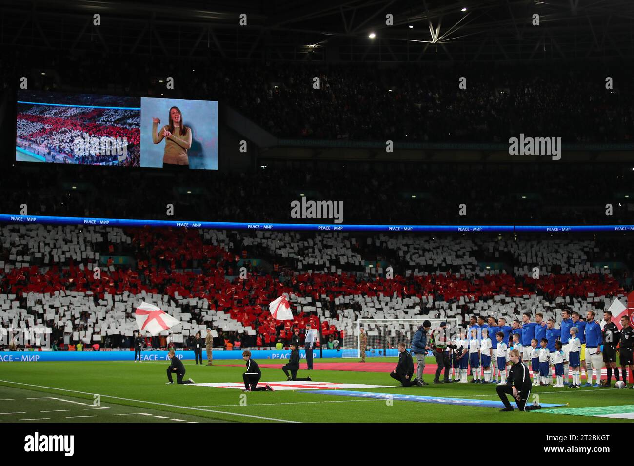 England players sing the National Anthem ahead of kick off - England v Italy, UEFA EURO 2024 ...