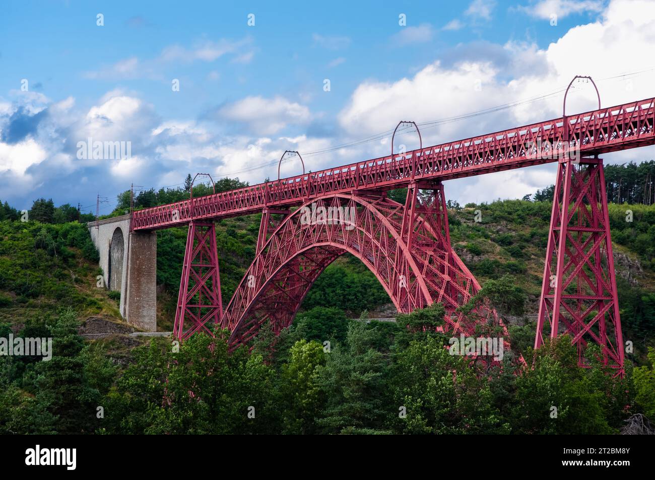 Garabit Viaduct, a red railway arch bridge constructed by Gustave ...