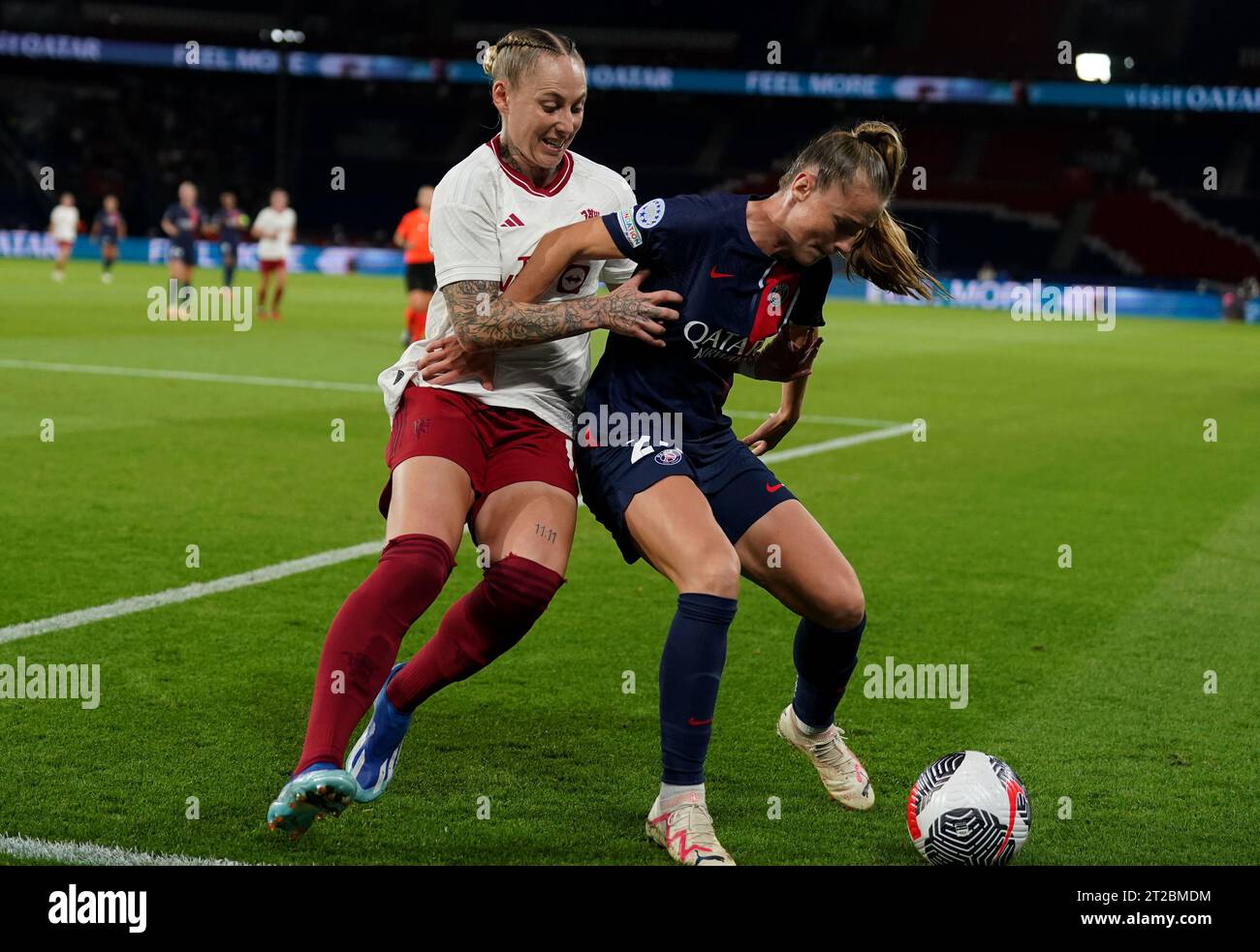 Manchester United's Leah Galton (left) and Paris Saint-Germain's Jade ...