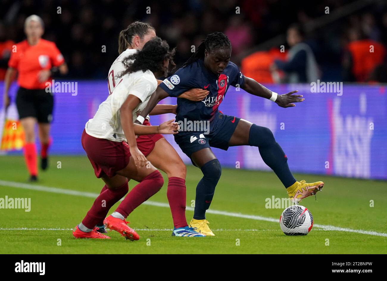 Paris Saint-Germain's Tabitha Chawinga (right) in action during the ...