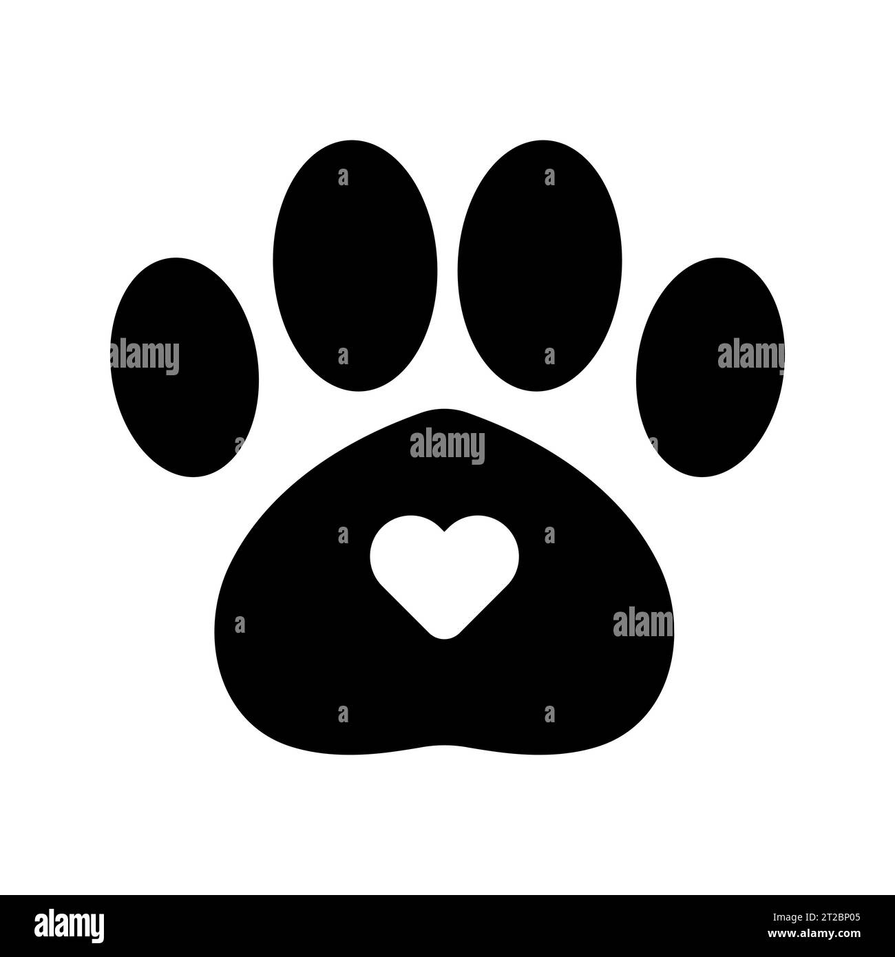 Paw icon with heart. Dog or cat paw icons. Vector illustration isolated ...