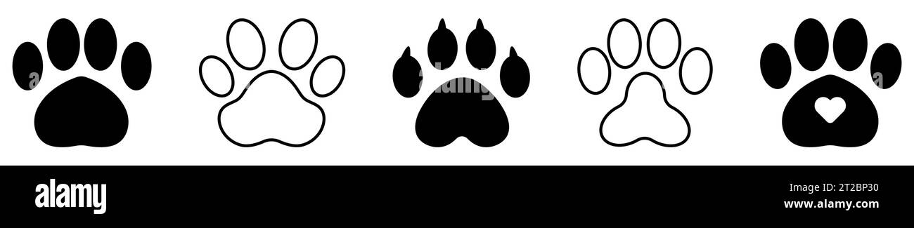 Set of animal paw icons. Dog or cat paw symbols. Vector illustration ...