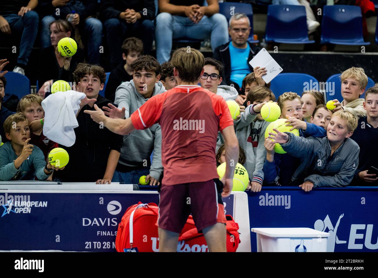 Antwerp, Belgium. 18th Oct, 2023. Belgian David Goffin pictured after a second round match ...