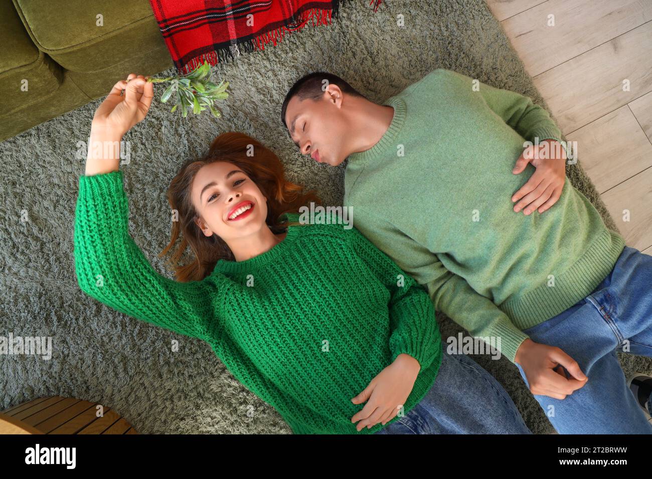 Top view couple kissing lying hi-res stock photography and images - Alamy