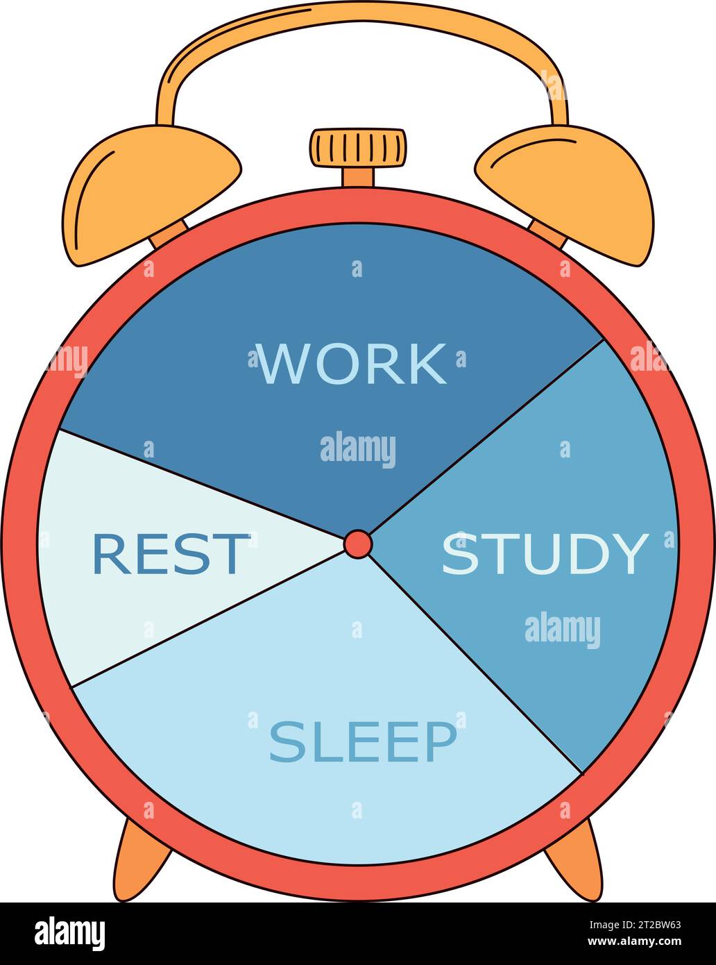 Alarm clock red with time blocks time for work rest study sleep Stock ...