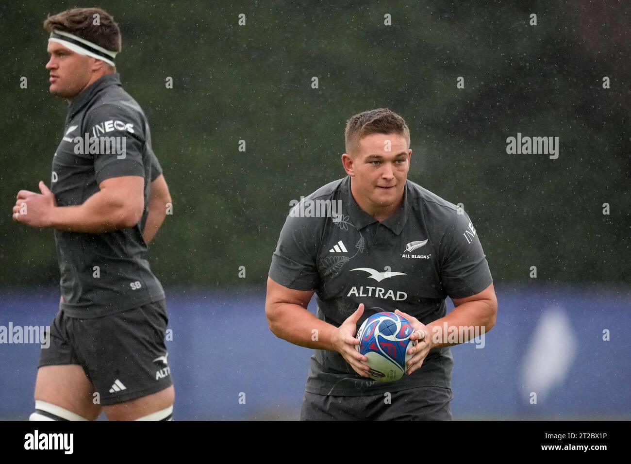 New Zealand's Ethan de Groot in action during a training session at ...