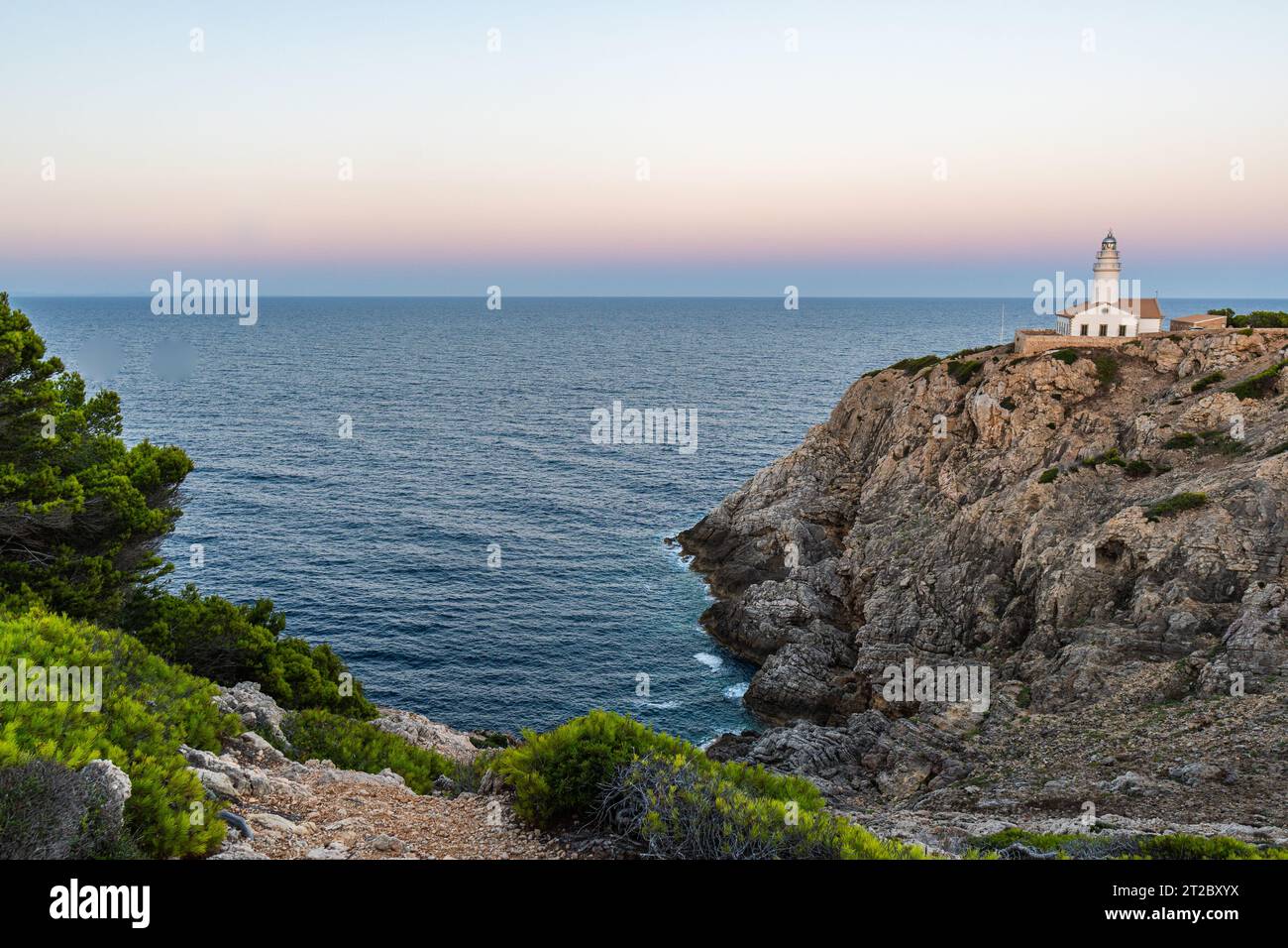 Capdepera Lighthouse at the beautiful coast with the Mediterranean Sea ...