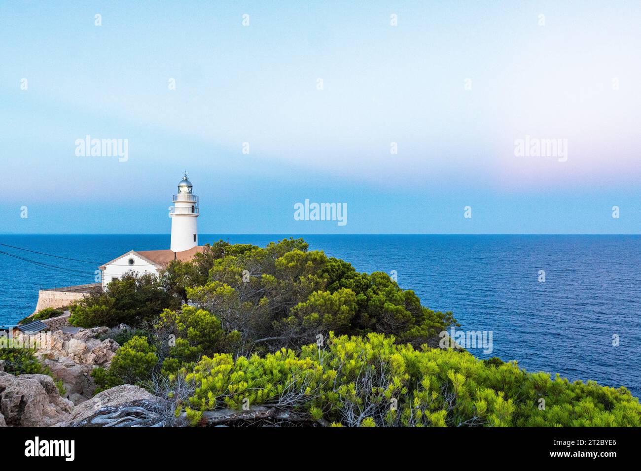 Capdepera Lighthouse at the beautiful coast with the Mediterranean Sea ...