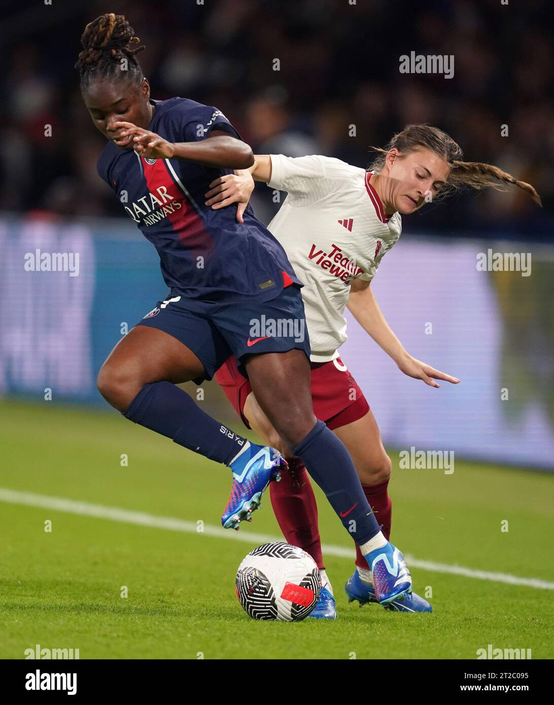 Paris Saint-Germain's Sandy Baltimore (left) and Manchester United's ...