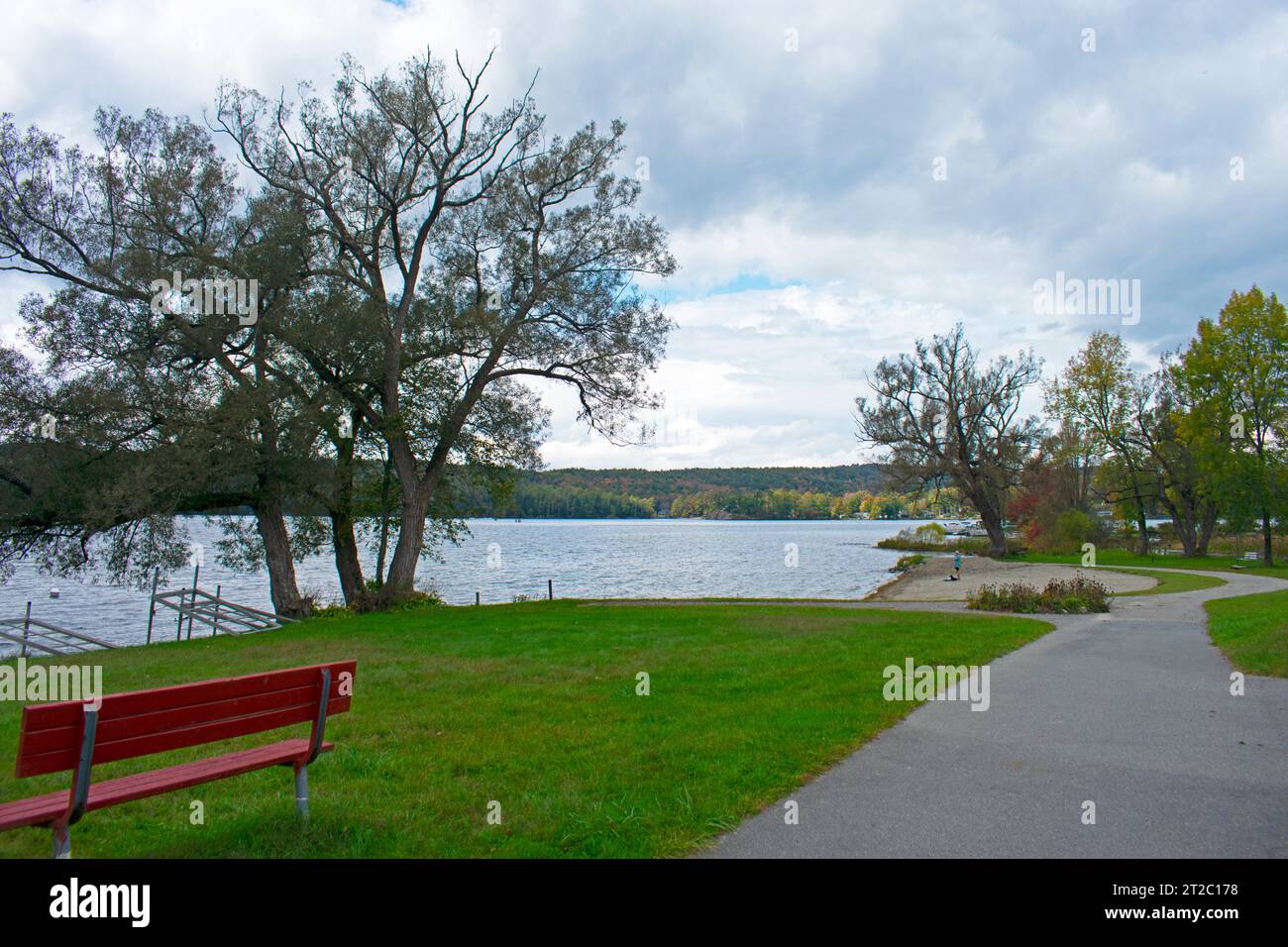 View of Lake Bomoseen, Vermont, and surrounding woods and hills ...