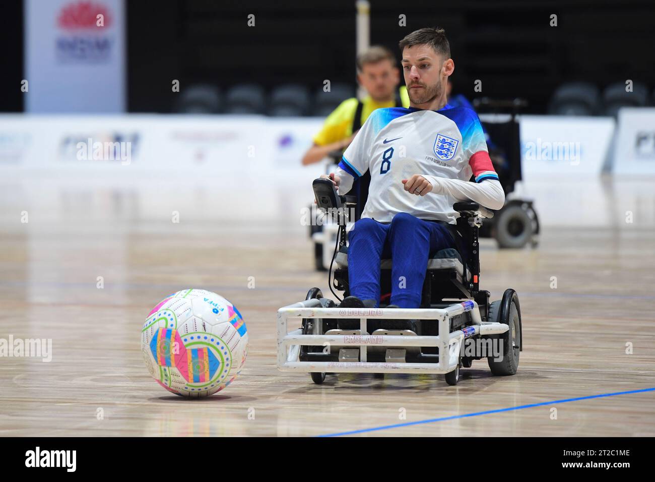 Sydney, Australia. 18th Oct, 2023. Jonathan Bolding of the England powerchair football team is ...