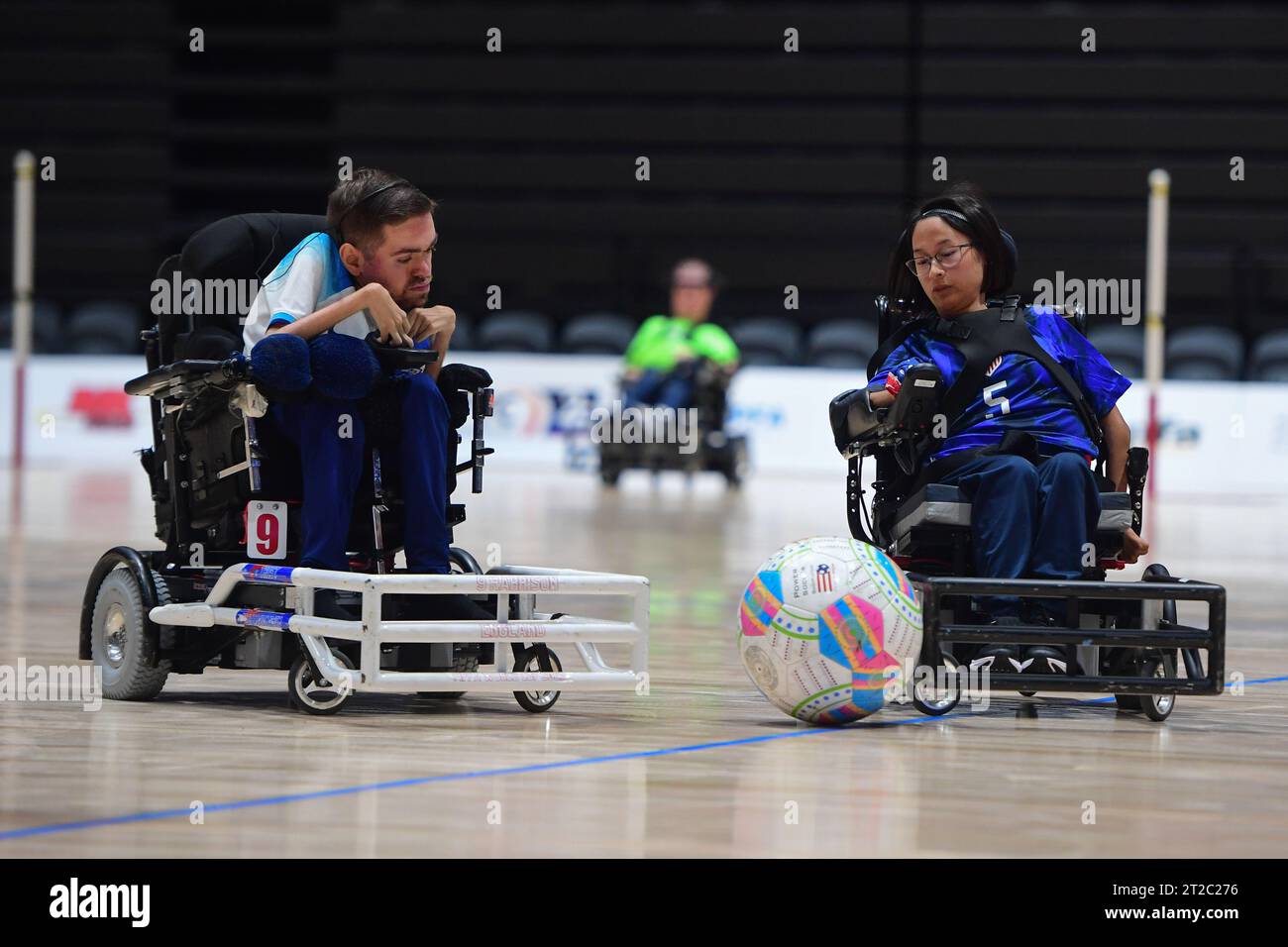 Marcus Harrison of the England powerchair football team is seen in ...