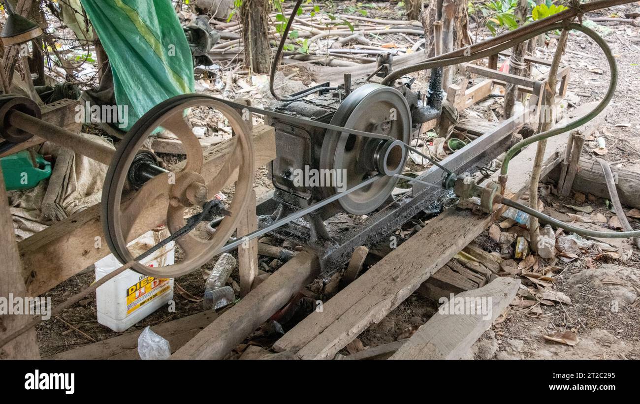 Flattening Rice, in Rural Cambodia Stock Photo - Alamy