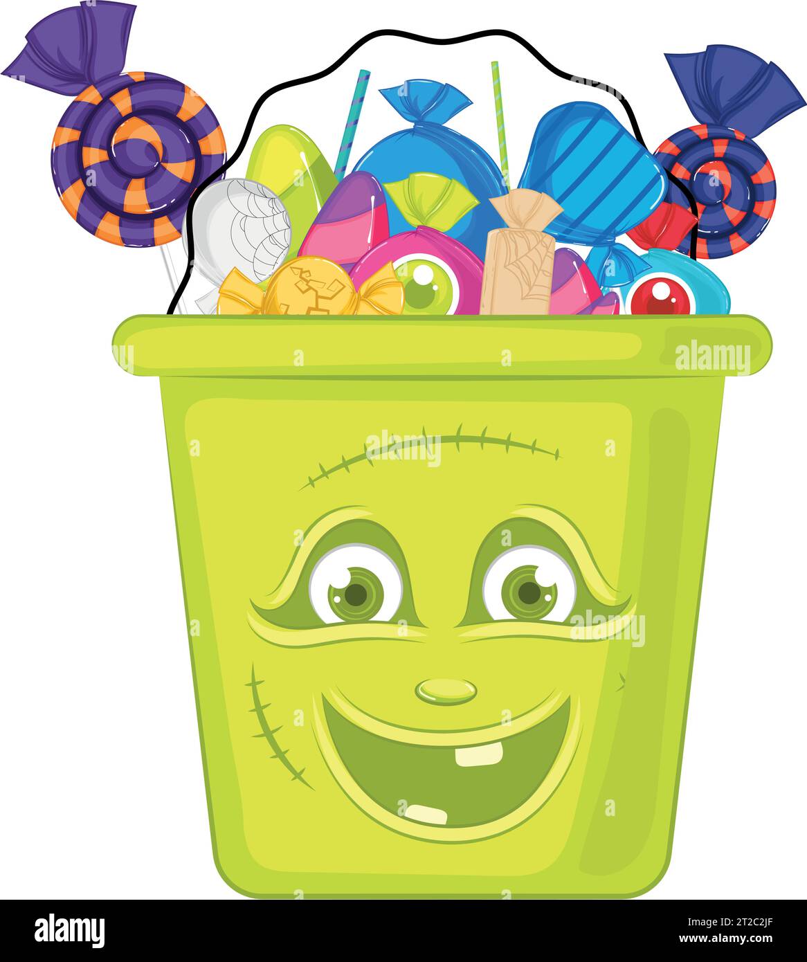 Colored halloween candies monster basket Happy halloween Vector Stock ...