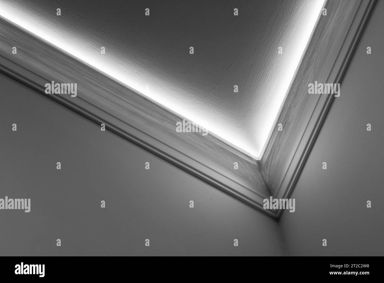 Abstract architecture background, white interior corner with ceiling ...