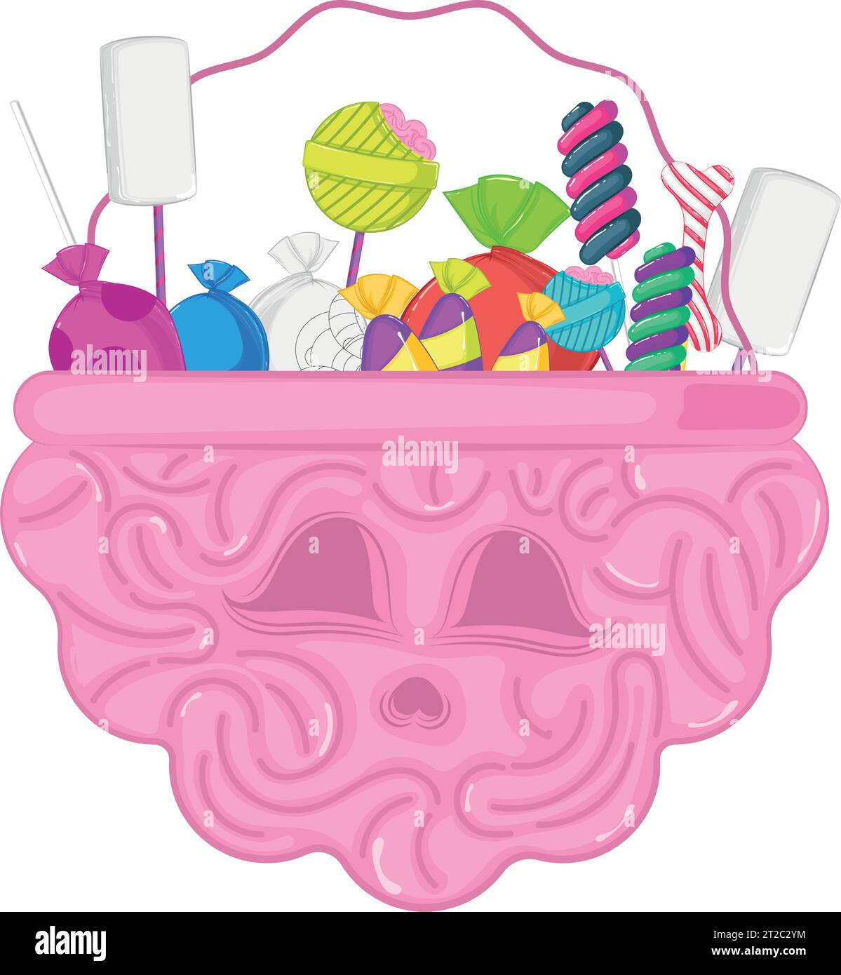 Colored halloween candies brain basket Happy halloween Vector Stock ...
