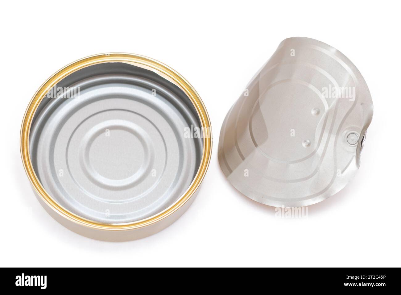 Opened Empty Tin Can With Broken Cover Isolated on White Background ...