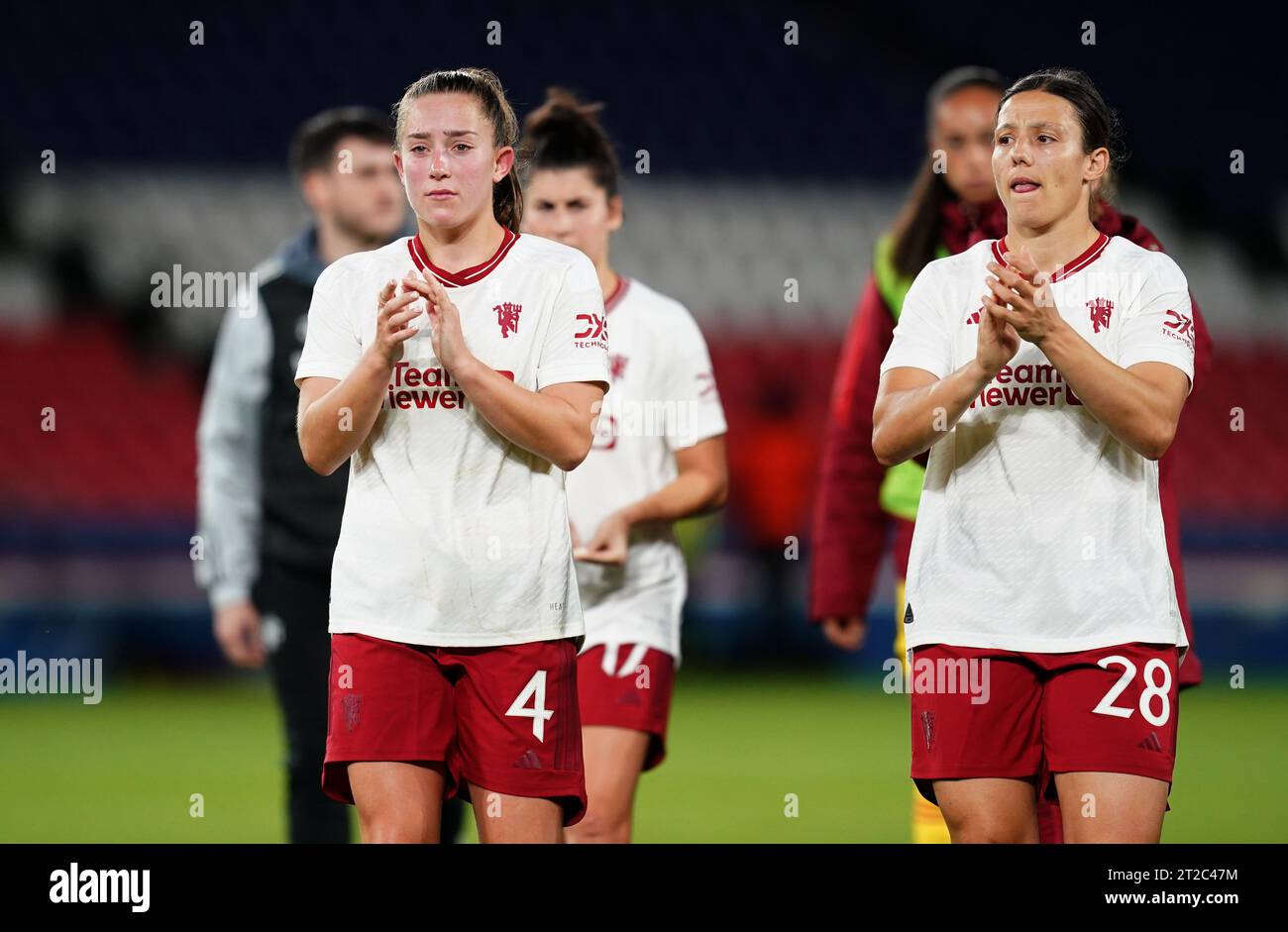 Manchester United's Maya Le Tissier (left) and Rachel Williams appear ...