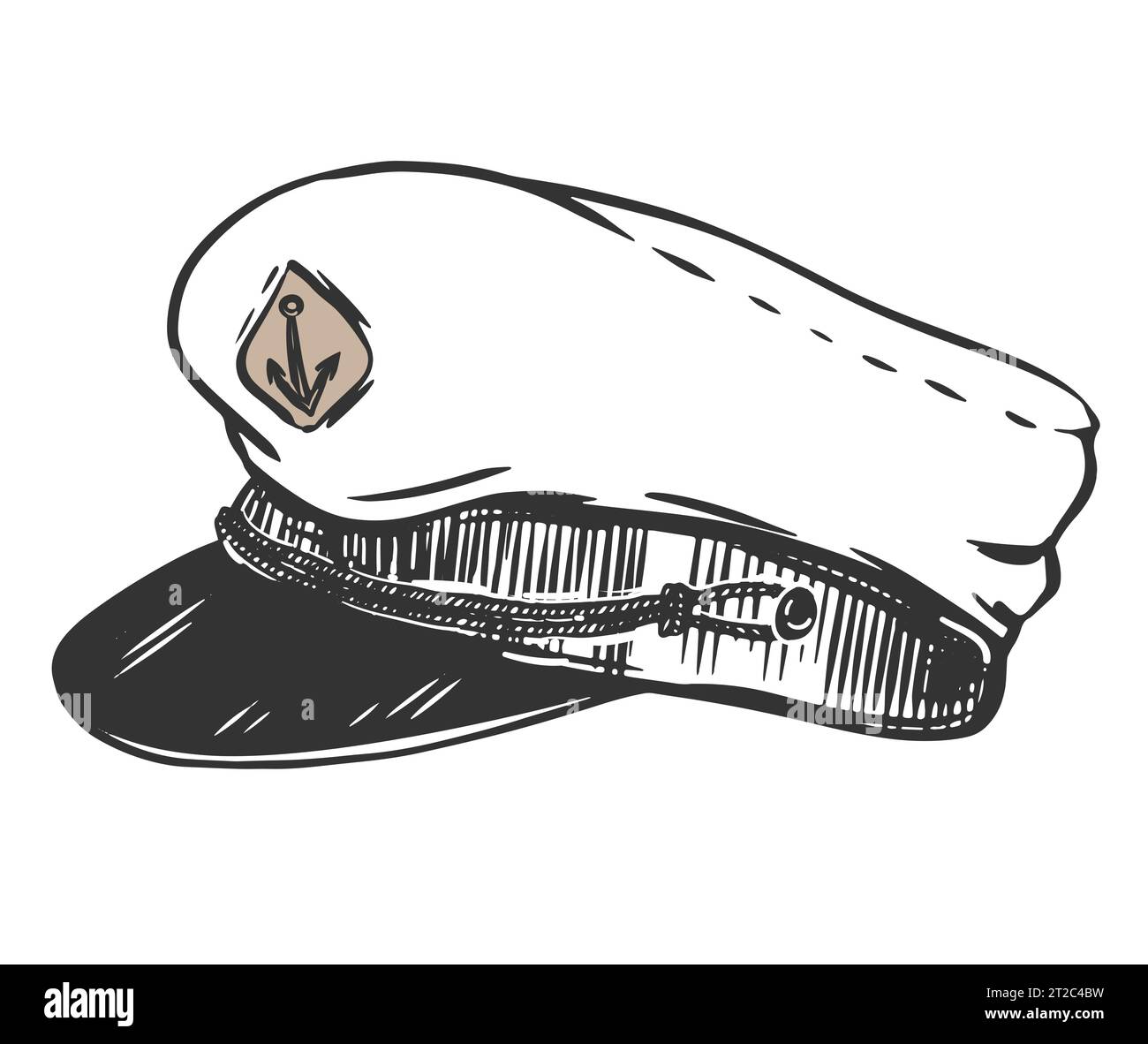 Captain's cap on a white background. Element of the officer's uniform ...