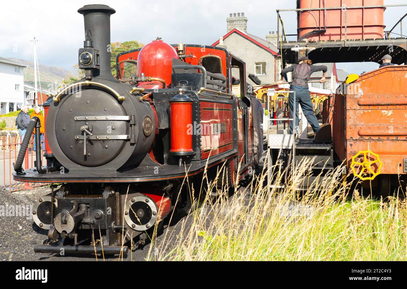 The David Lloyd George steam engine of the Ffestiniog Railway, being ...