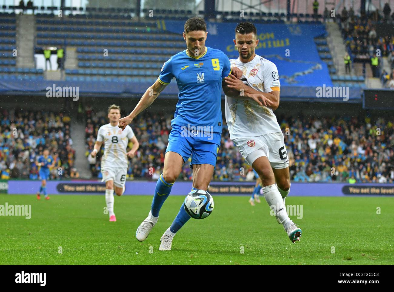 Prague, Czechia - October 14, 2023: Roman Yaremchuk of Ukraine (L ...