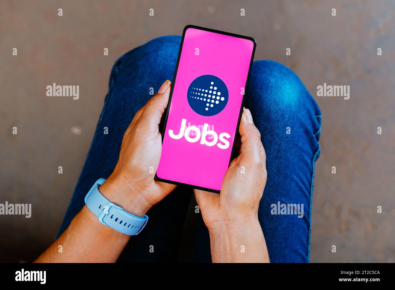 In this photo illustration, the JobStreet logo is displayed on a smartphone screen Stock Photo ...