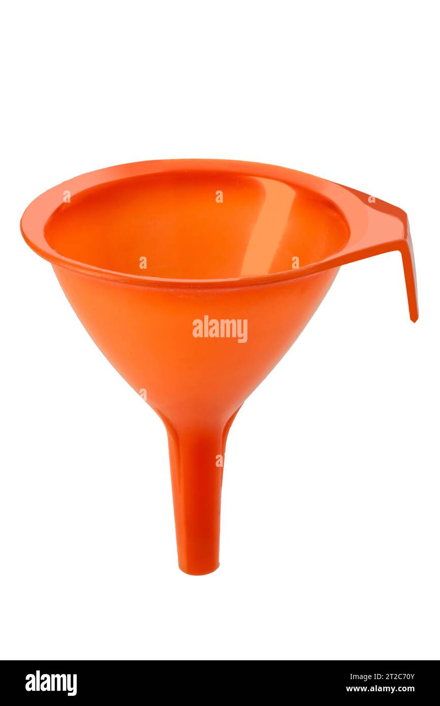 Orange plastic funnel isolated on white with clipping path included ...