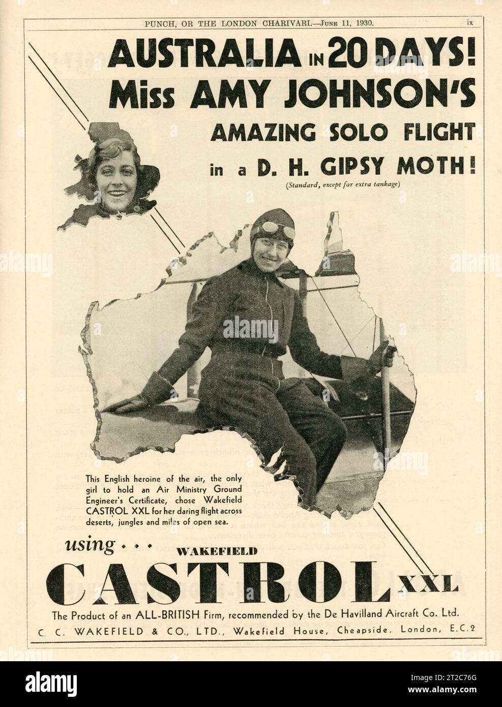 Miss AMY JOHNSON Solo Flight to Australia in 20 days in a de Havilland ...