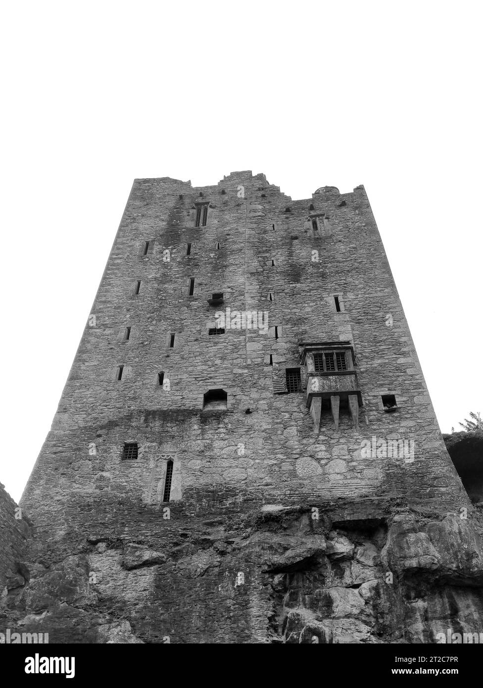 Old celtic fortress isolated over white background, standing on a rock ...