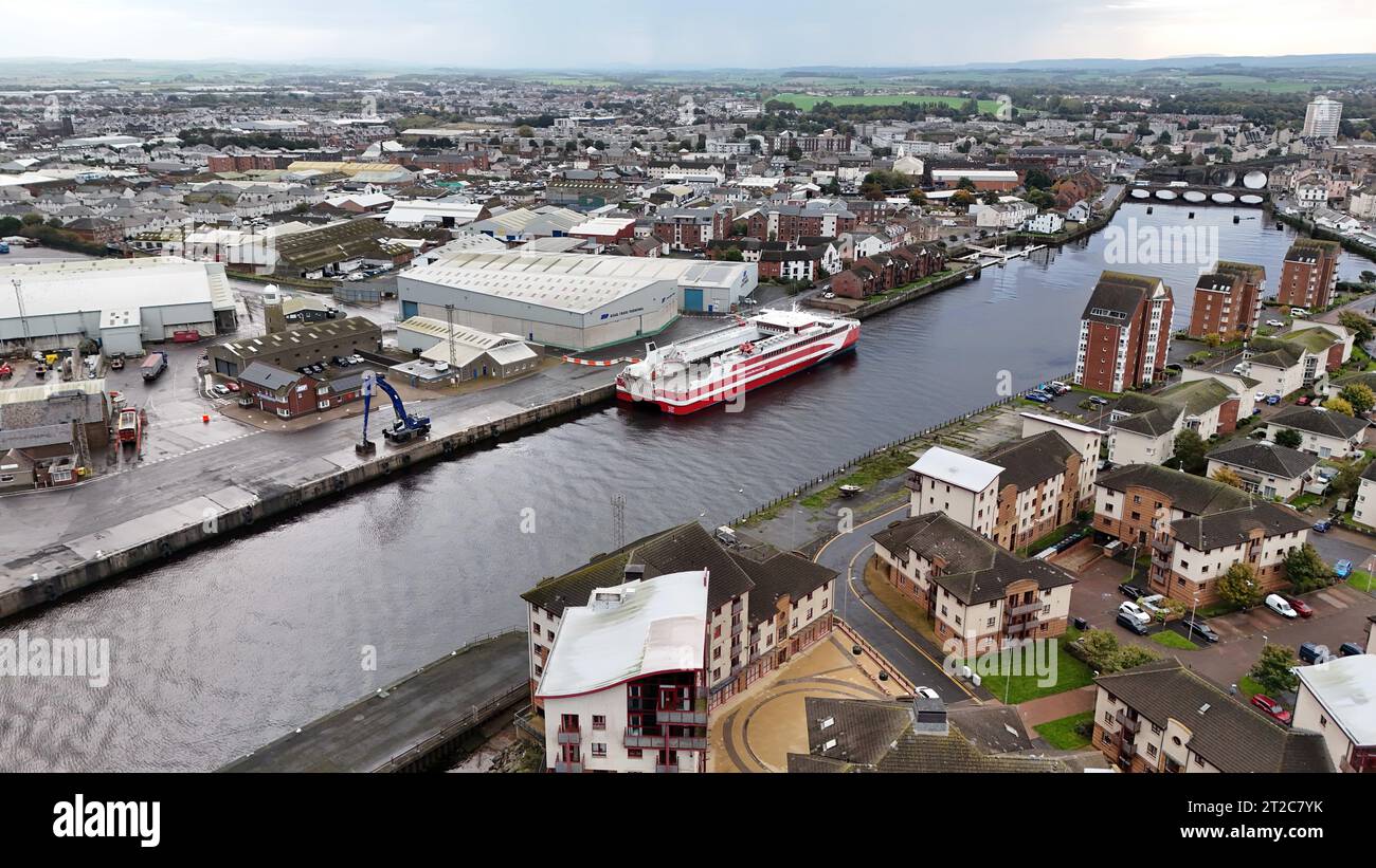 An aerial view of Ayr Harbour, Scotland located in the south-west of ...