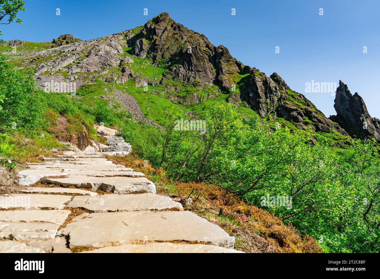 Djevelporten or Devils gate in Floya mountain hiking trail. Norway ...