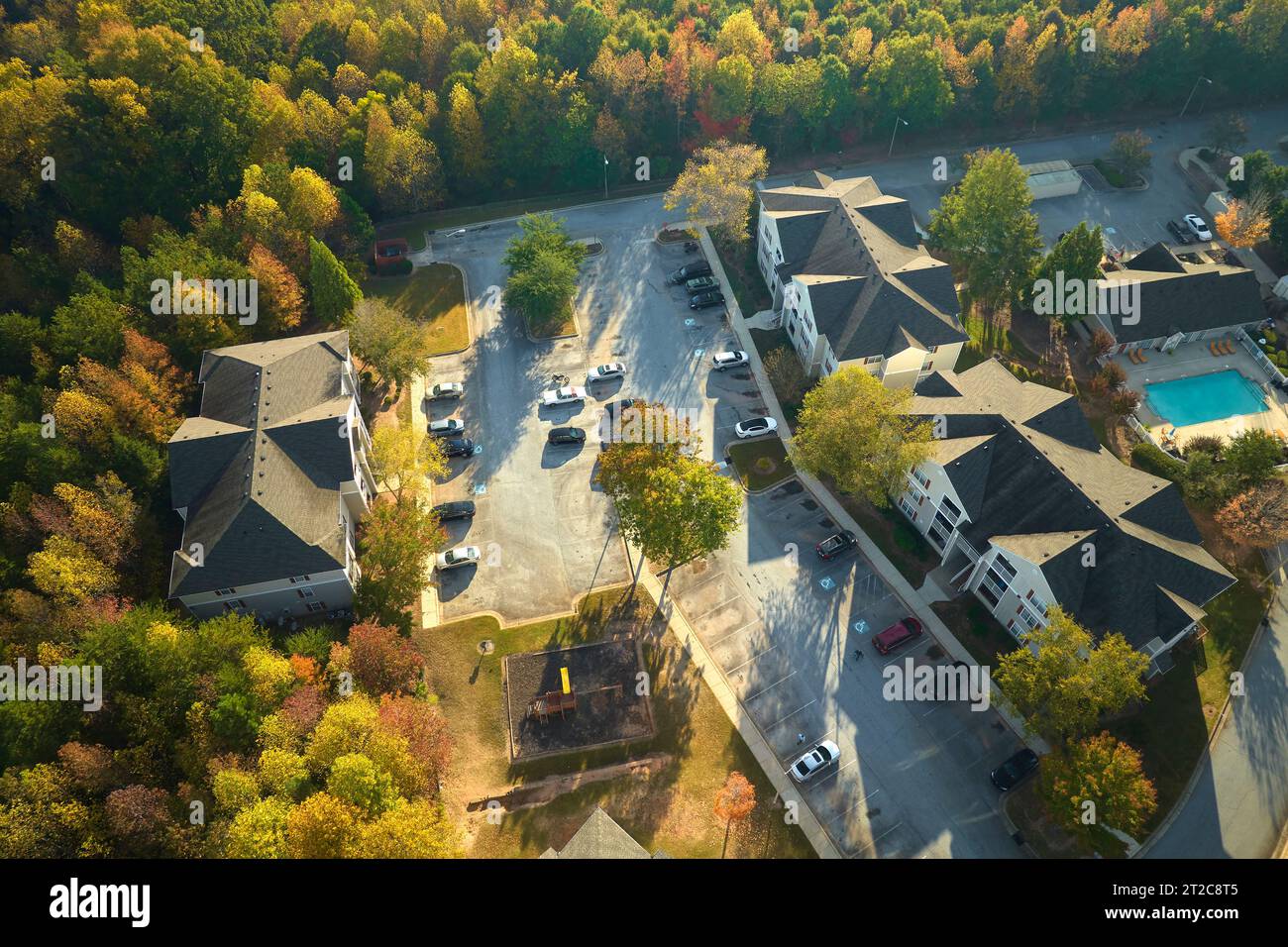 Aerial view of american apartment buildings in South Carolina ...