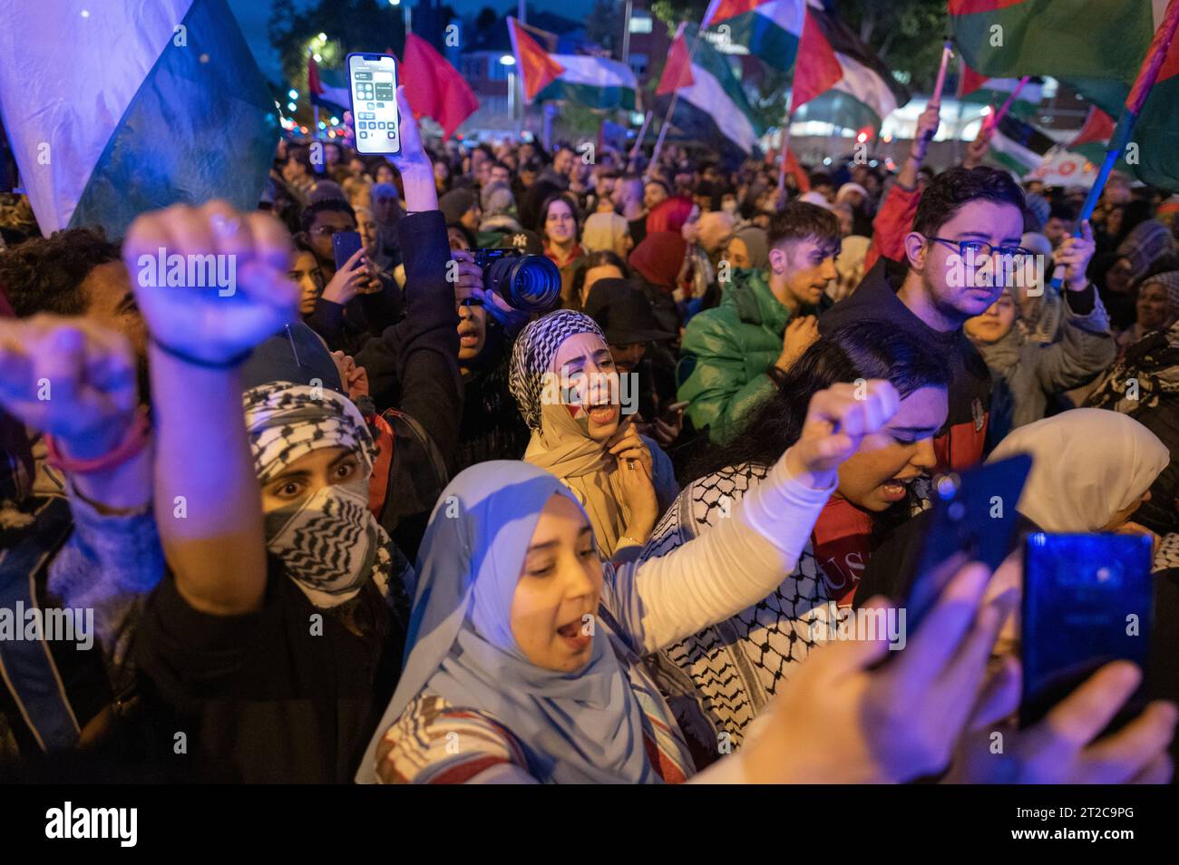 Gaza on October 7, 2023, People protesting during a demonstration in ...