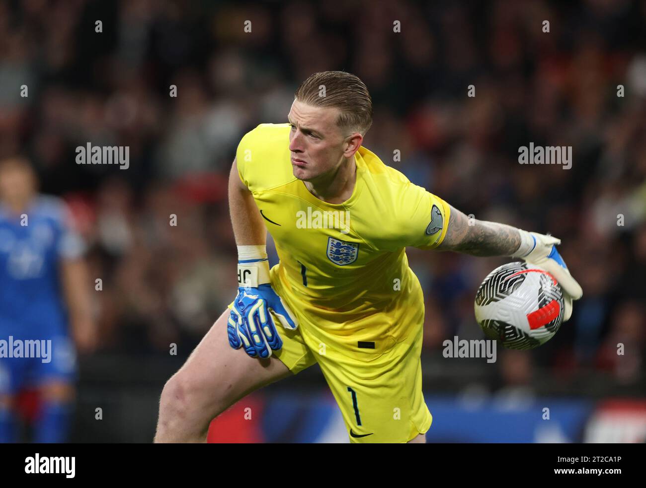 London, UK. 17th Oct, 2023. Jordan Pickford (E) at the England v Italy ...