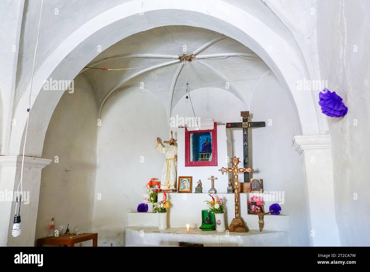 The primitive altar and naive of the tiny Los Guerrero chapel on the ...