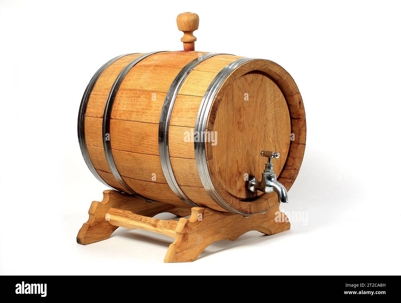 Wooden barrel with a tap on a white background. Isolated Stock Photo ...