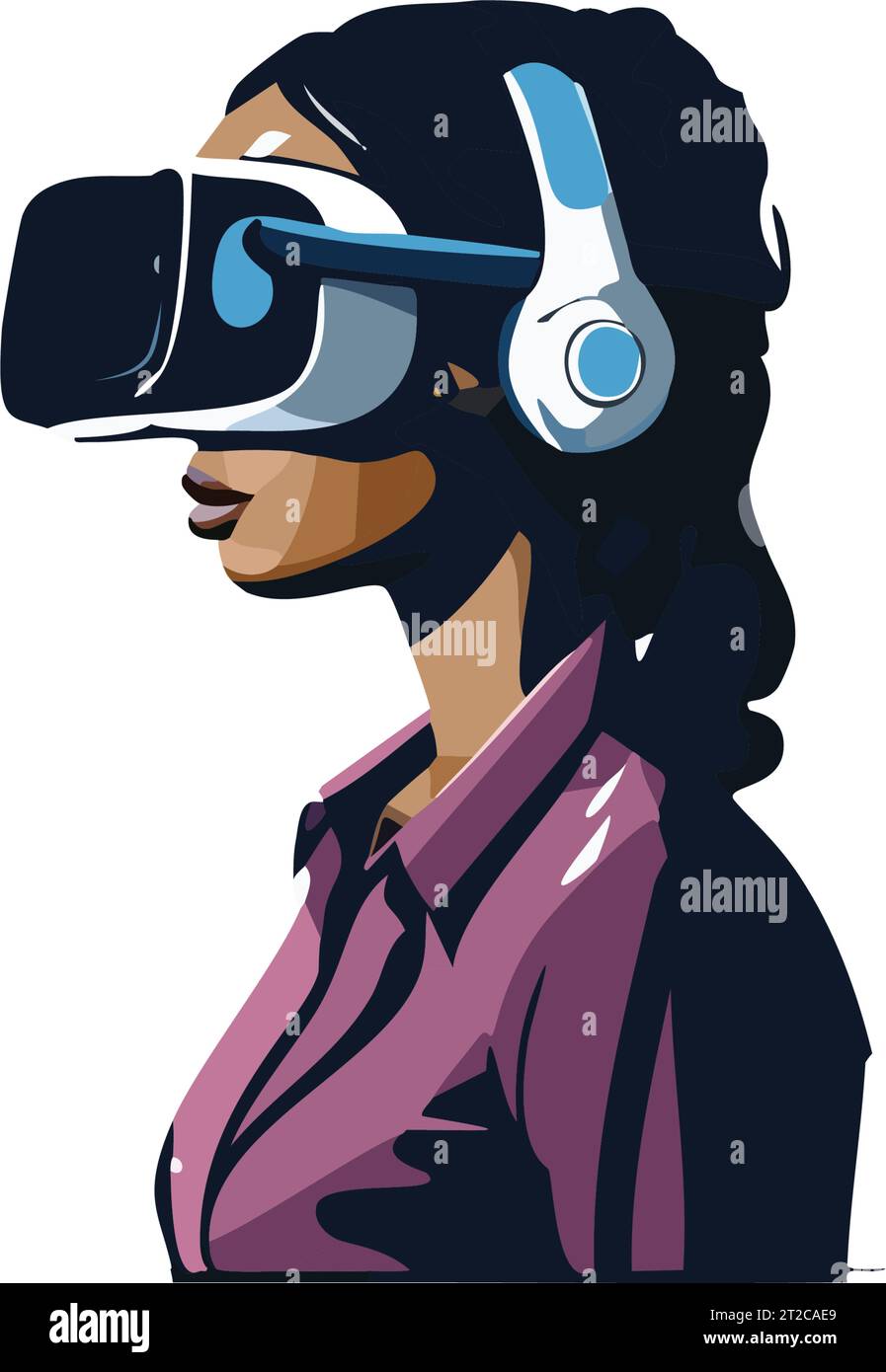 Metaverse Digital Virtual Reality Technology of a woman with glasses ...