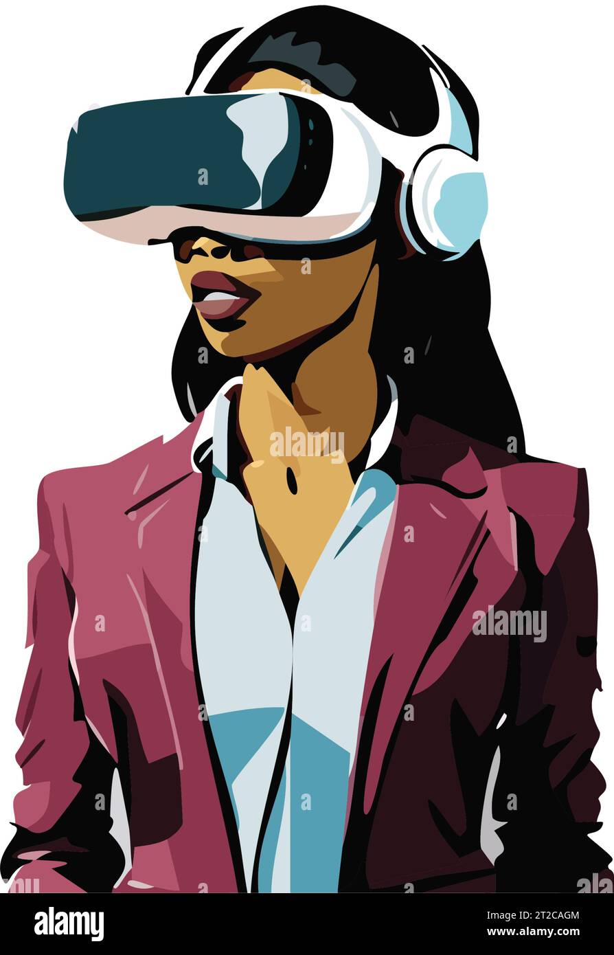 Metaverse Digital Virtual Reality Technology of a woman with glasses ...
