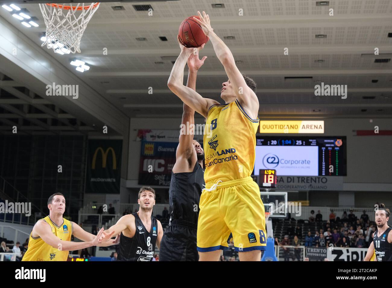 Trento, Italy. 18th Oct, 2023. Shot of Roko Prkacin of Dreamland Gran Canaria Club de Baloncesto ...