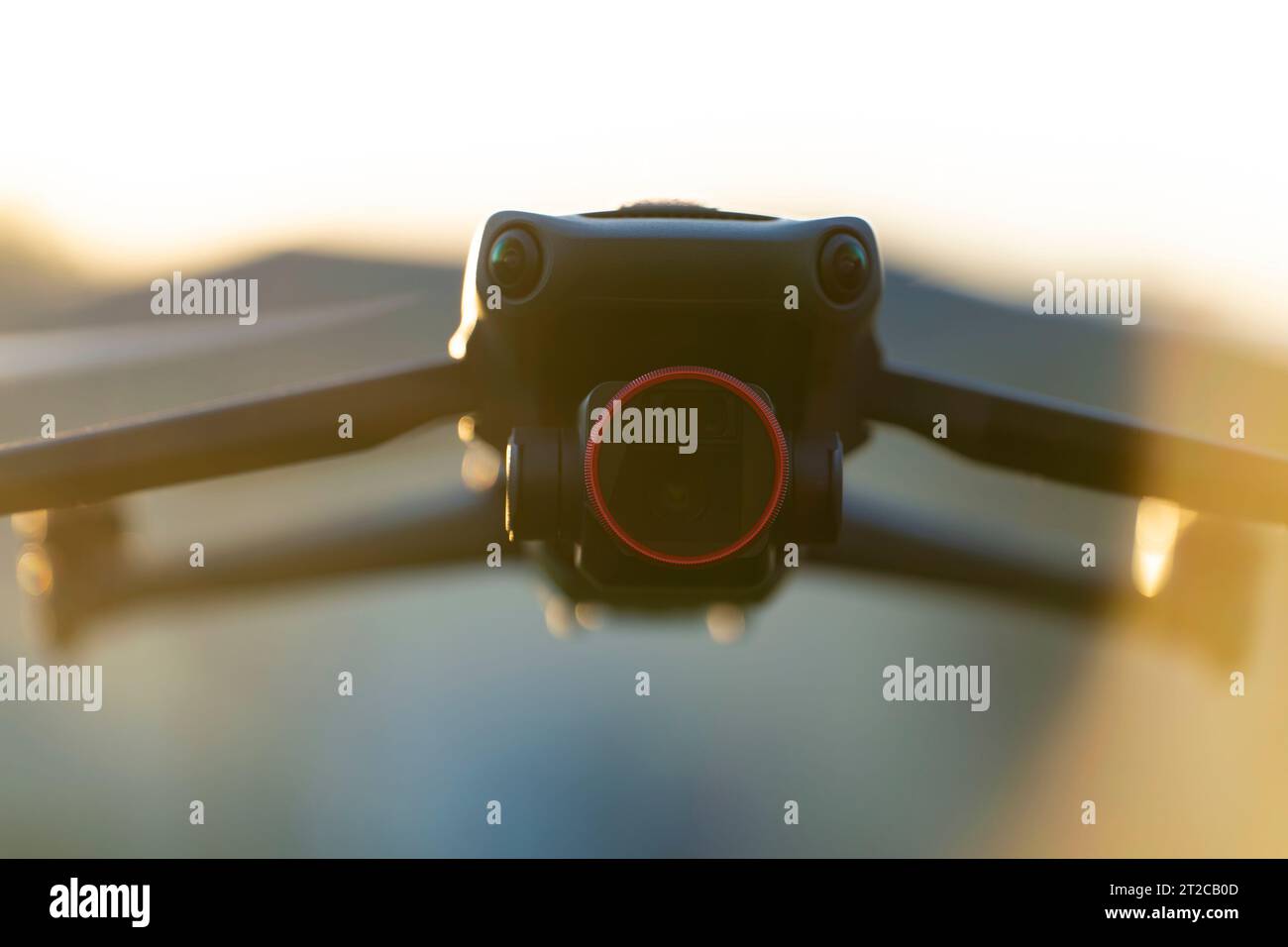 Drone quadcopter with digital camera and fast rotating propellers ...