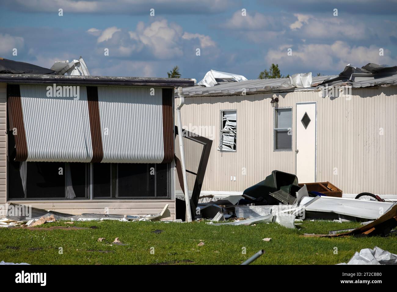 Florida Southwest region after hurricane season. Collapsed and damaged ...
