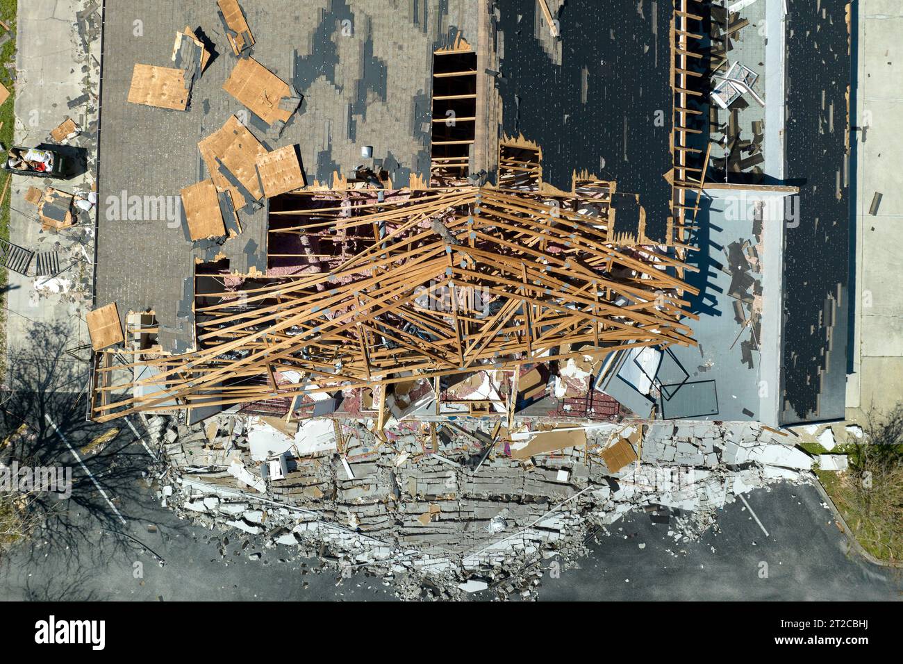 Hurricane Ian destroyed house roof and walls in Florida residential ...